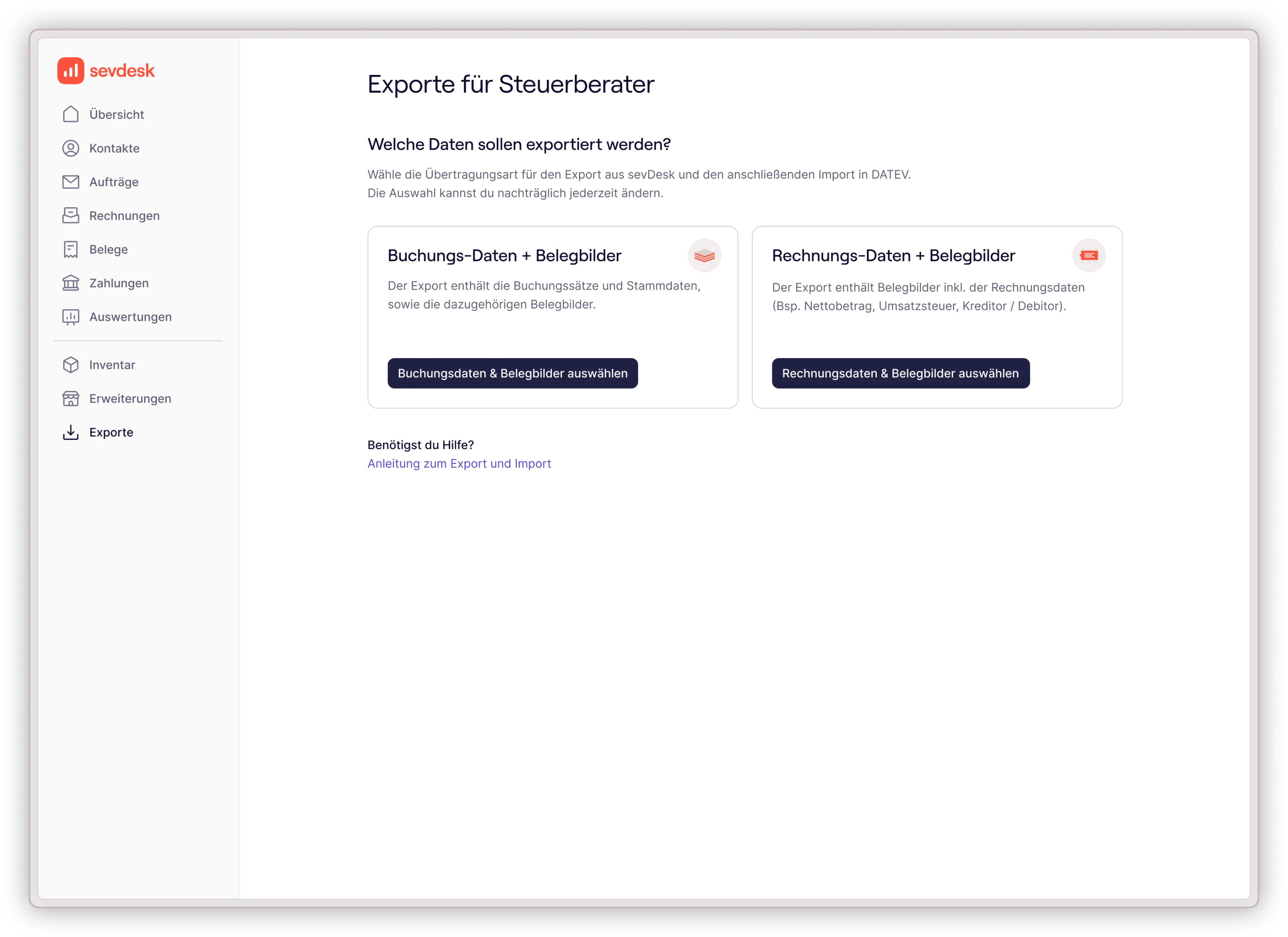 DATEV-Export mit sevdesk: schnell & sicher zum Steuerberater